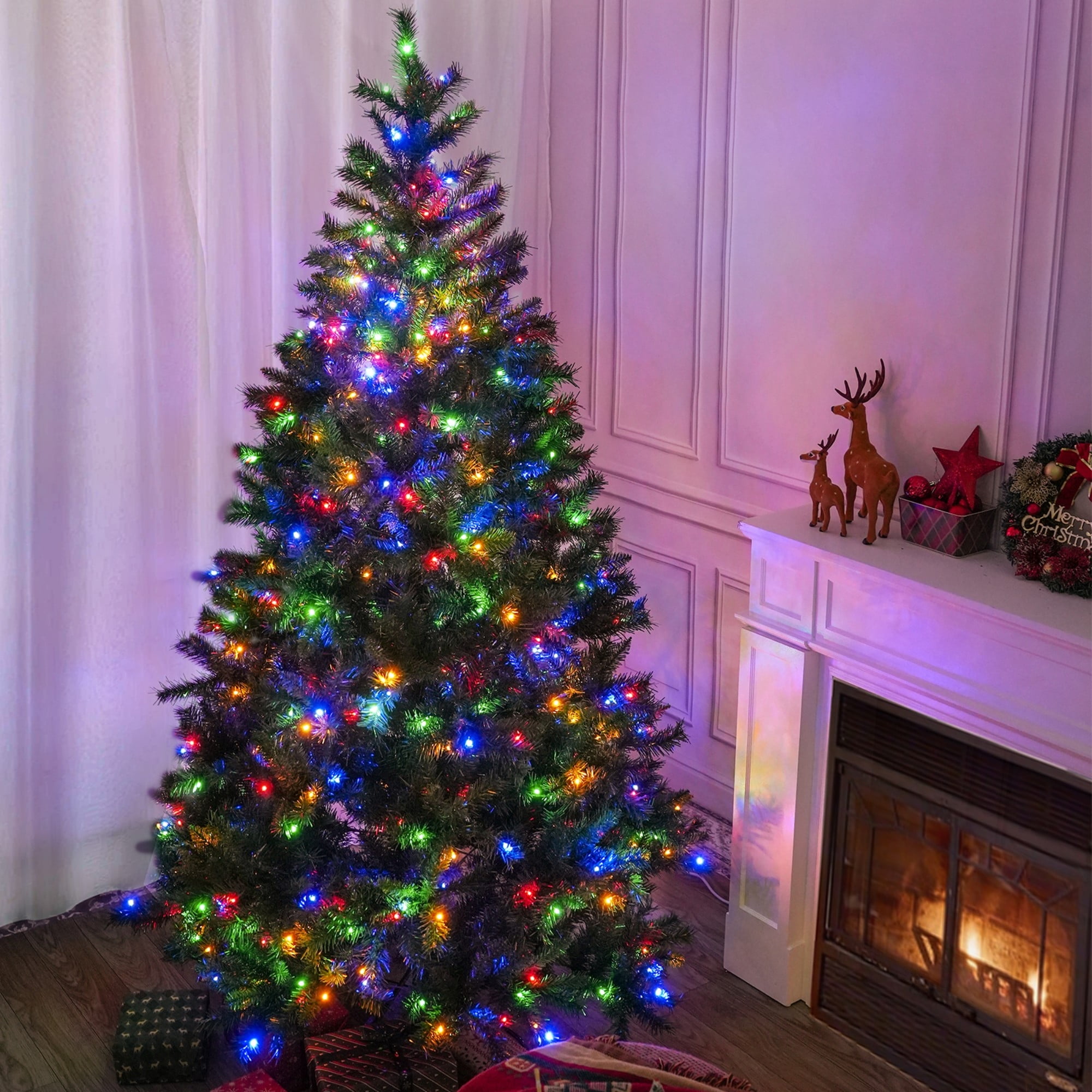 7Ft Pre-Lit Artificial Christmas Tree Premium Hinged Design with 450 ...
