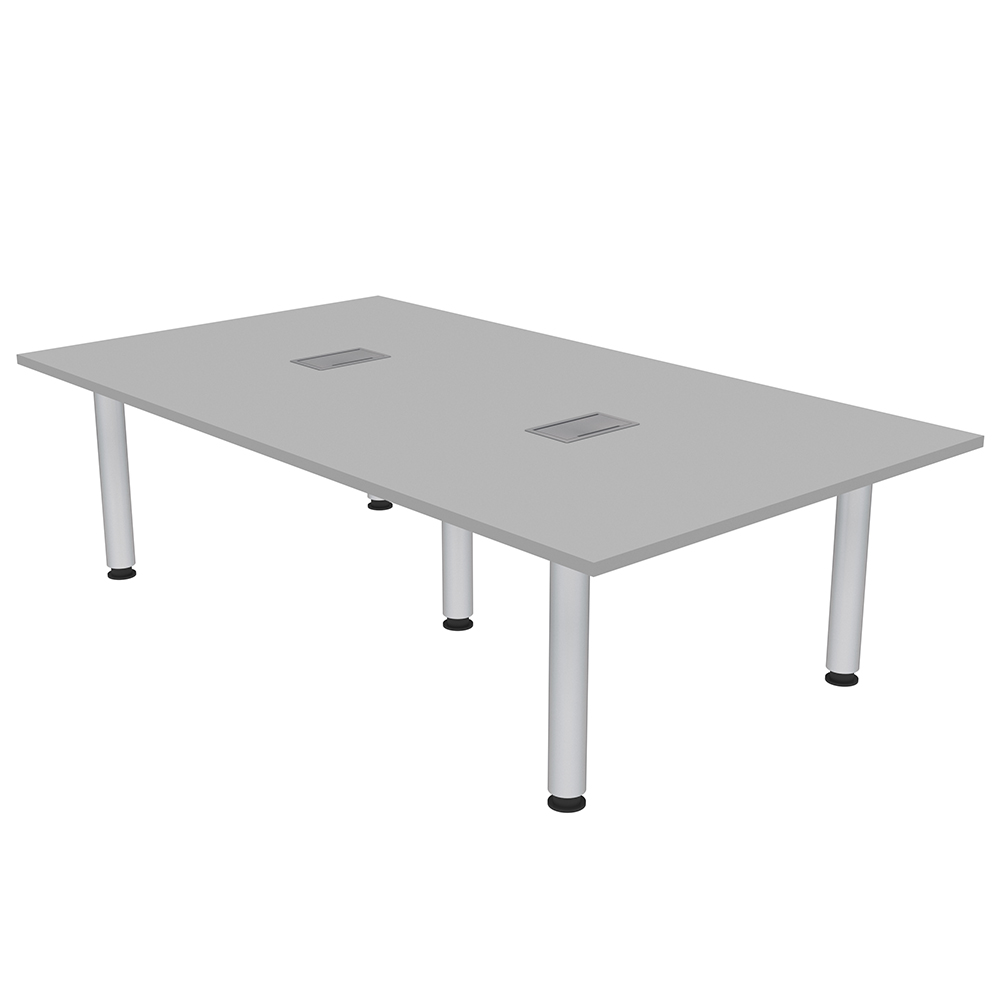 7Ft Rectangle Conference Room Table Power And Data Silver Post Legs ...