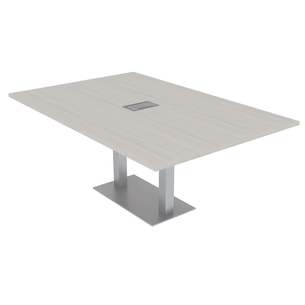 7Ft Rectangular Conference Room Table Power And Data Square Metal Base ...