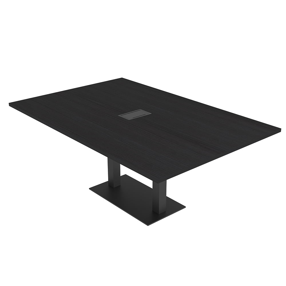 7Ft Rectangular Conference Room Table Power And Data Square Metal Base ...