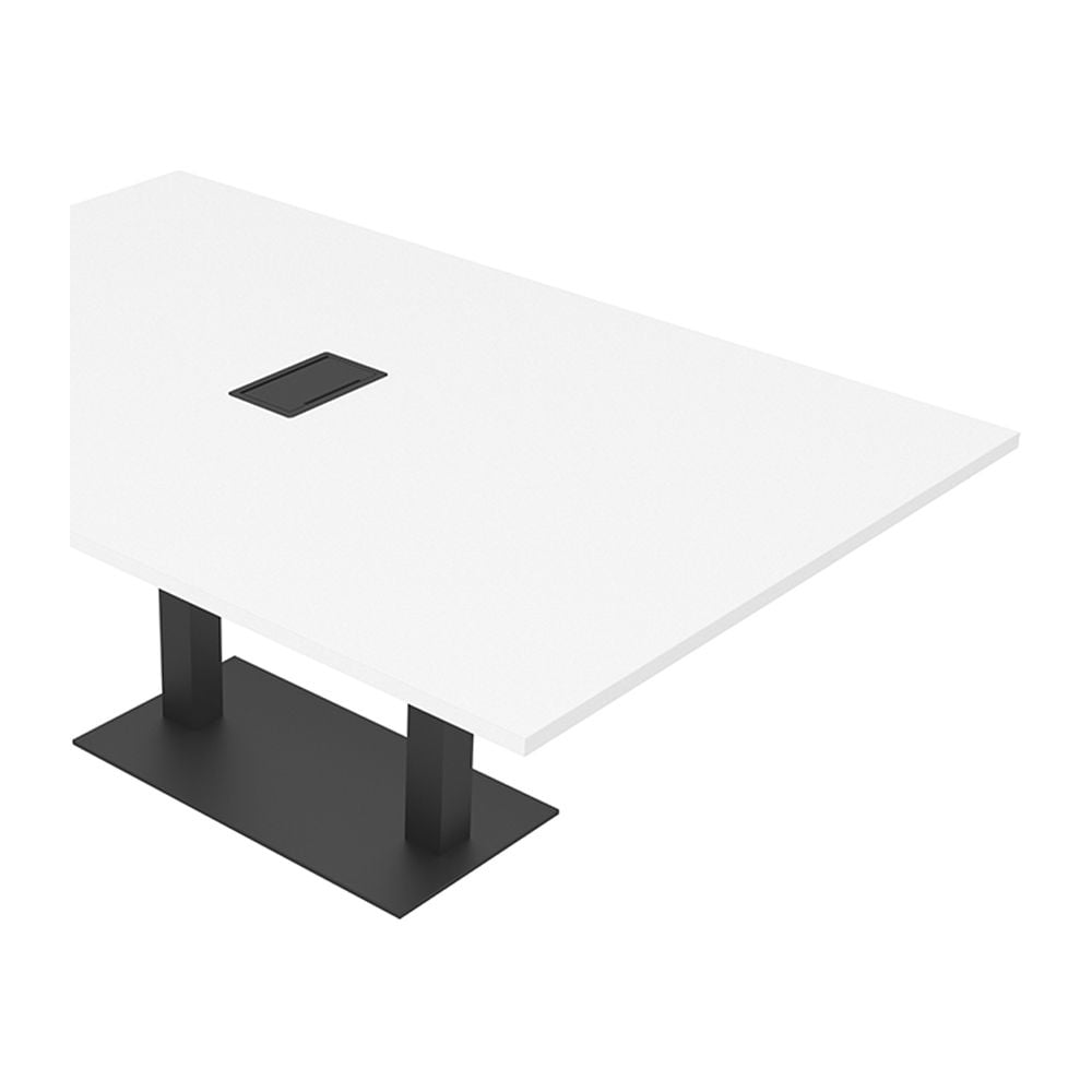 7Ft Rectangular Conference Room Table Power And Data Square Metal Base ...