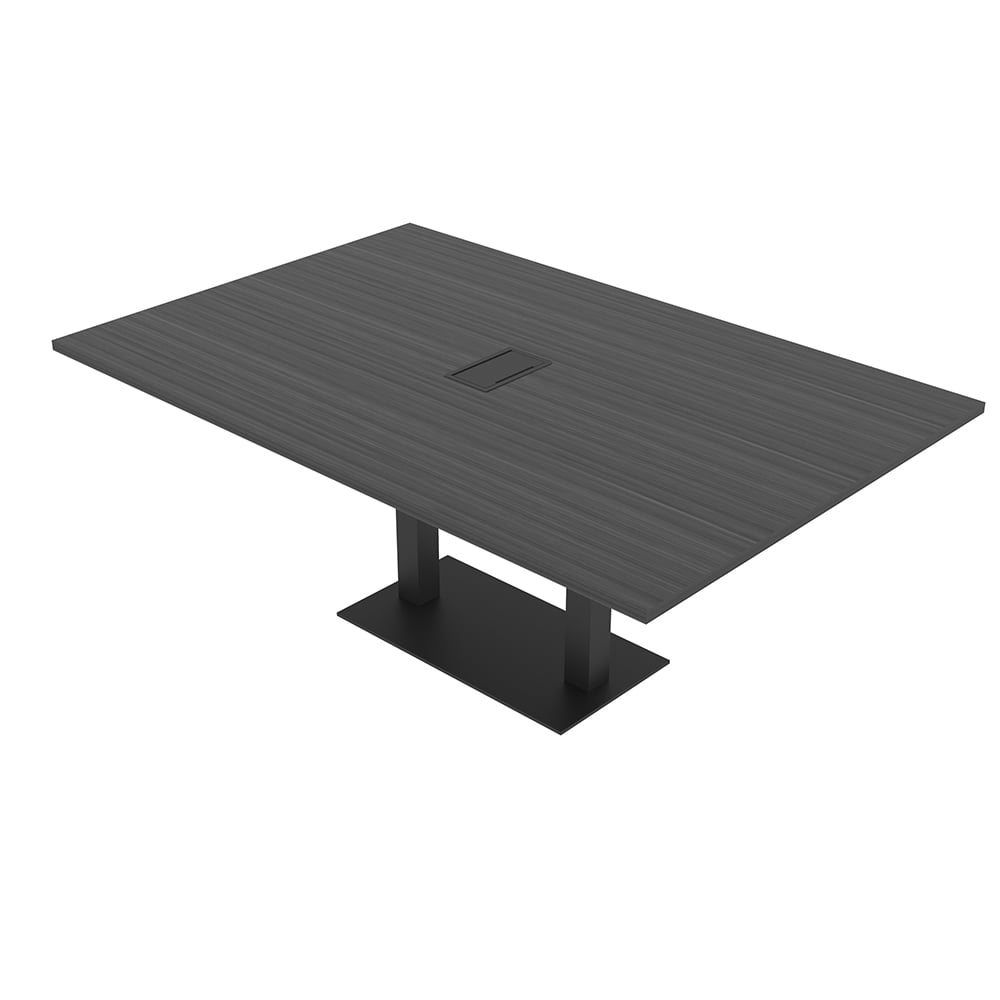 7Ft Rectangular Conference Room Table Power And Data Square Metal Base ...