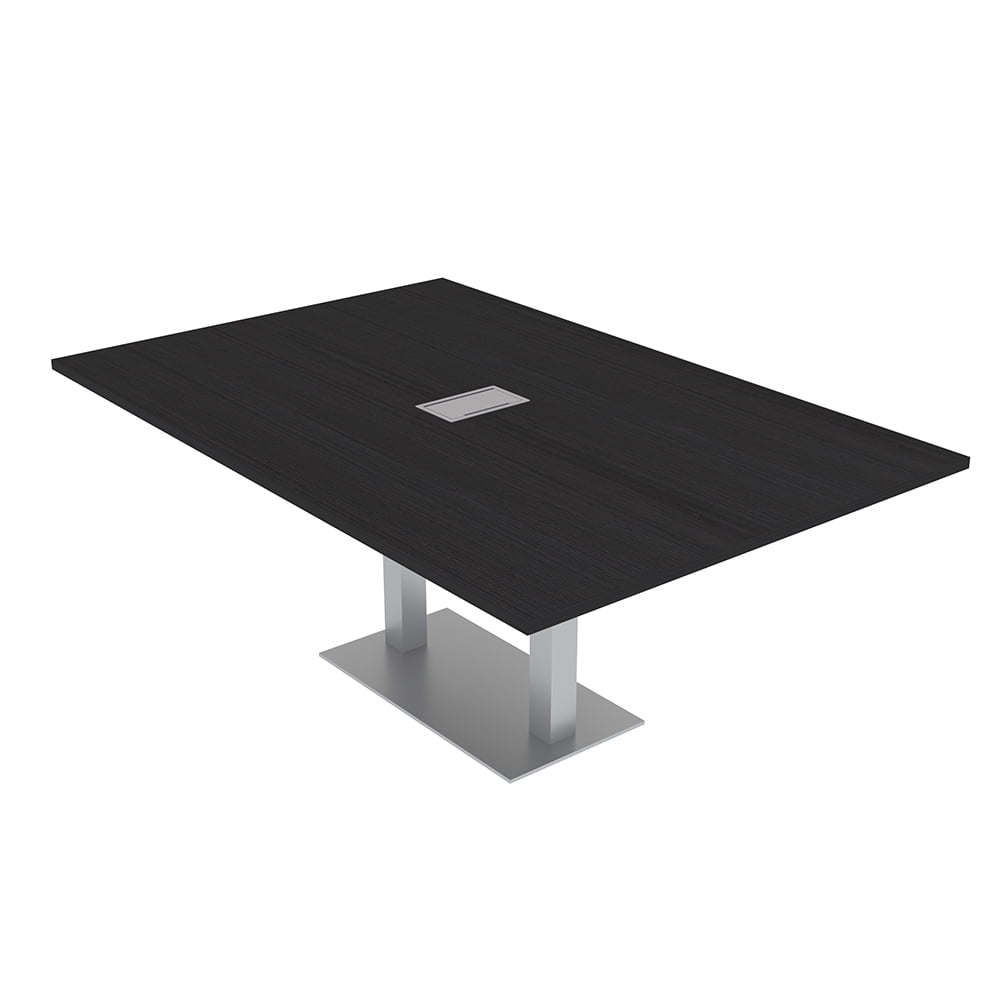 7Ft Rectangular Conference Room Table Power And Data Square Metal Base ...