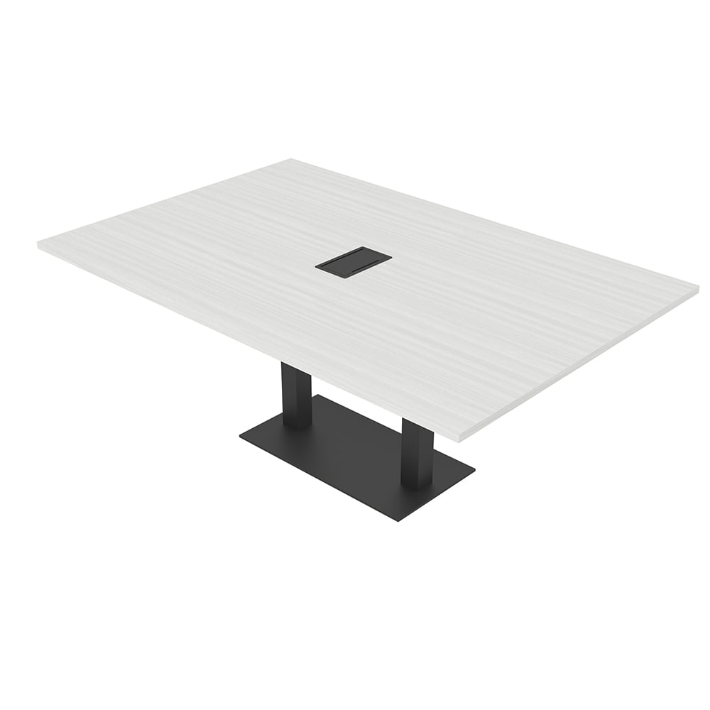 7Ft Rectangular Conference Room Table Power And Data Square Metal Base ...