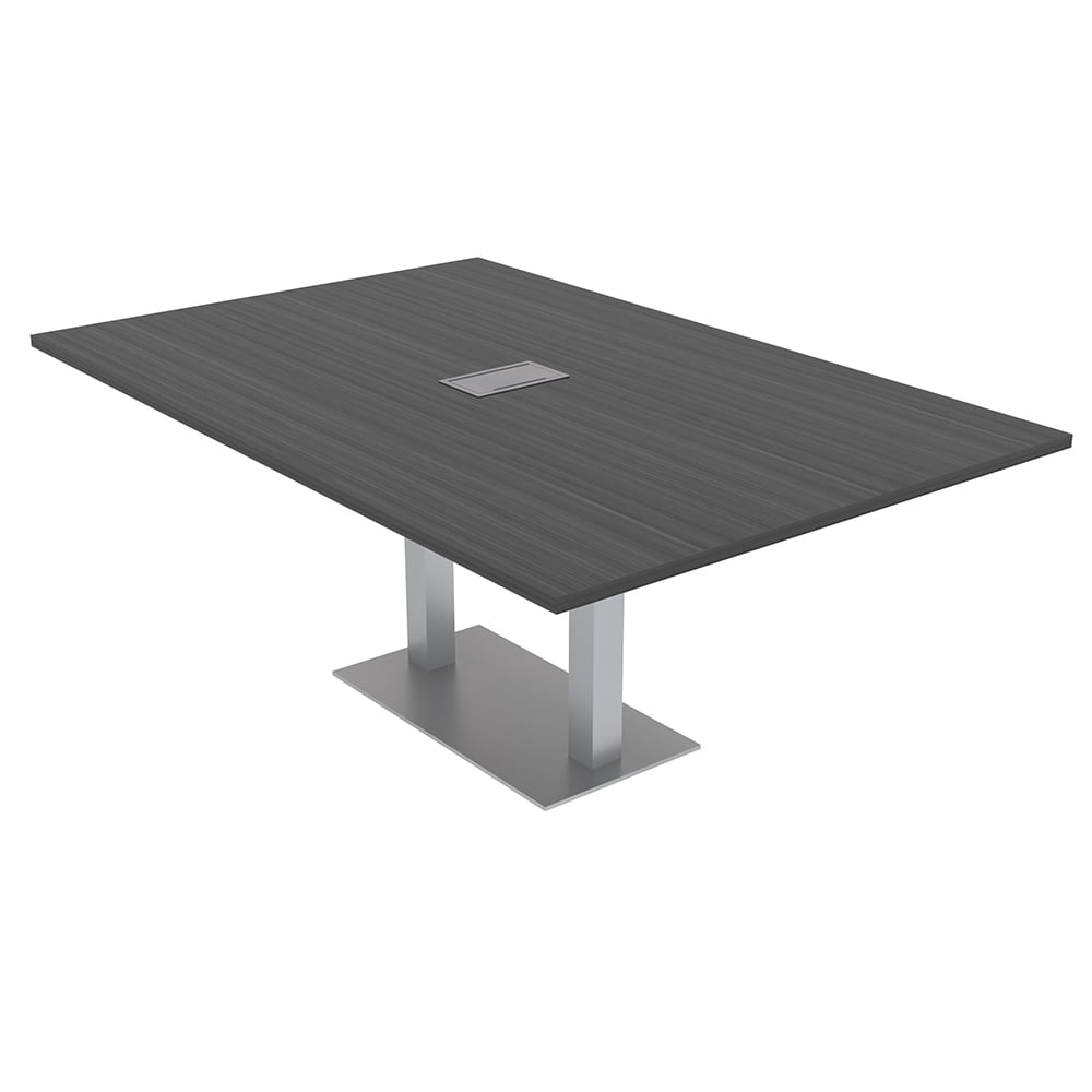 7Ft Rectangular Conference Room Table Power And Data Square Metal Base ...