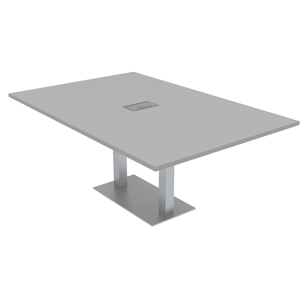 7Ft Rectangular Conference Room Table Power And Data Square Metal Base ...