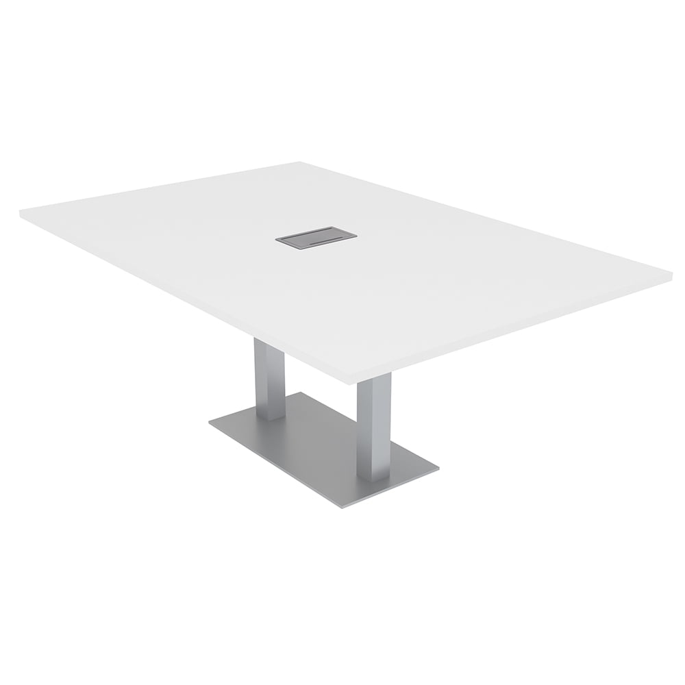 7Ft Rectangular Conference Room Table Power And Data Square Metal Base ...