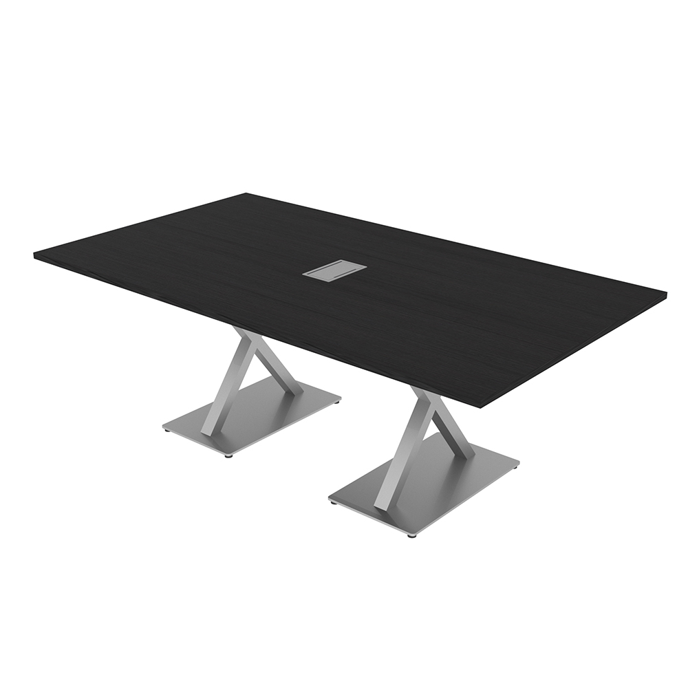 7Ft Rectangular Conference Room Table With Power And Data X Bases ...