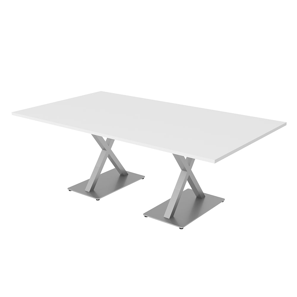 7Ft Rectangular Conference Room Table With Power And Data X Bases ...