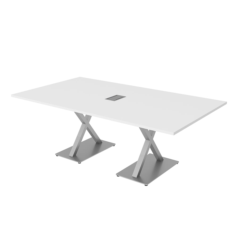 7Ft Rectangular Conference Room Table With Power And Data X Bases ...