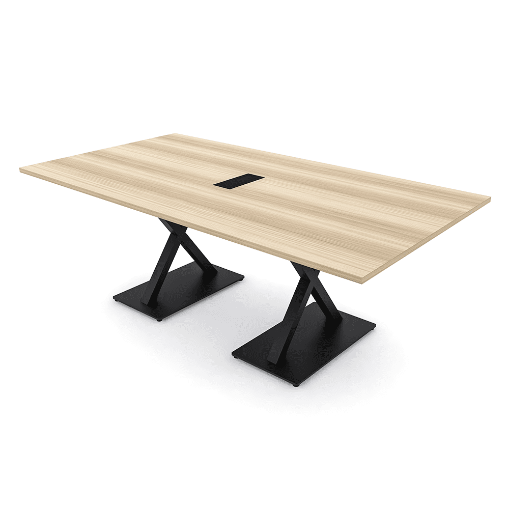 7Ft Rectangular Conference Room Table With Power And Data X Bases ...