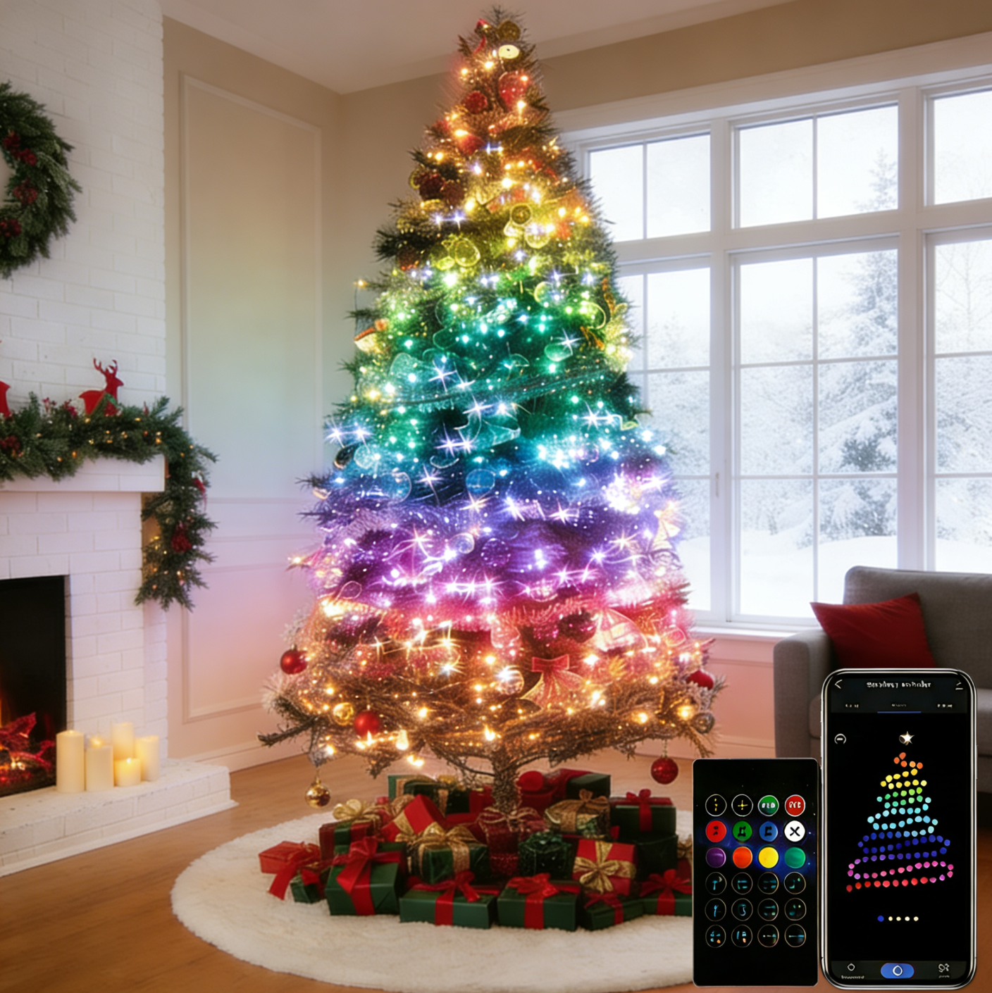 7Ft Smart Christmas Tree Lights, 400 LEDs DIY Tree Decor Lights with ...