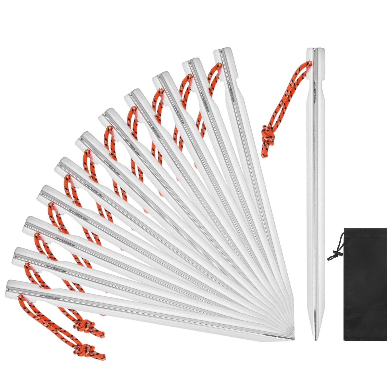 7IN Tent Stakes [12PCS] - Aluminum Ground Pegs with Reflective Pull ...
