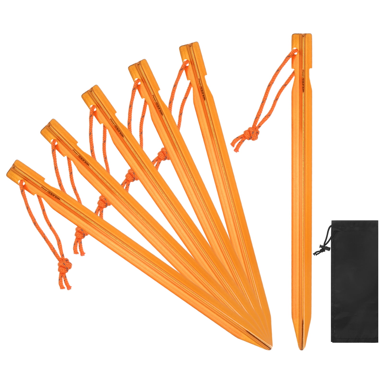 7IN Tent Stakes [6PCS] - Aluminum Ground Pegs with Reflective Pull ...