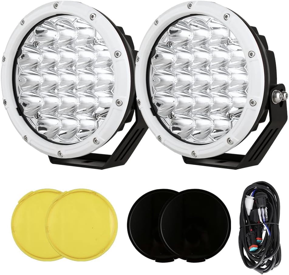 7Inch Driving Lights Spotlights Pair 210W 32000LM Round Spot Off Road ...
