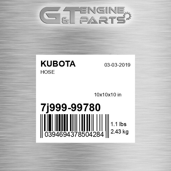 7J999-99780 HOSE fits KUBOTA (New OEM) - Walmart.com