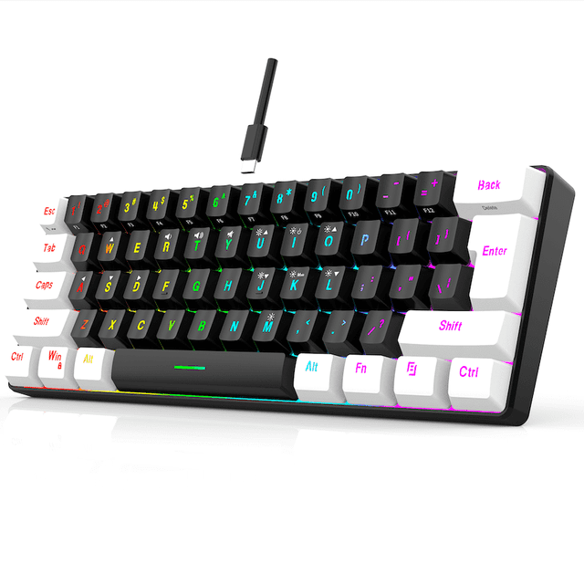 7KEYS 60% Wired RGB Gaming Keyboard, Mechanical Feel, 61-Key Black ...