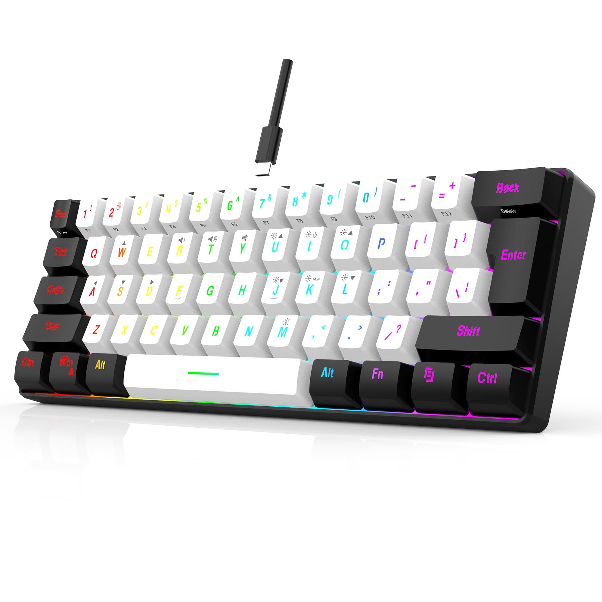 7KEYS Wired RGB Gaming Keyboard and Mouse Combo, 61 Keys true RGB 14 ...