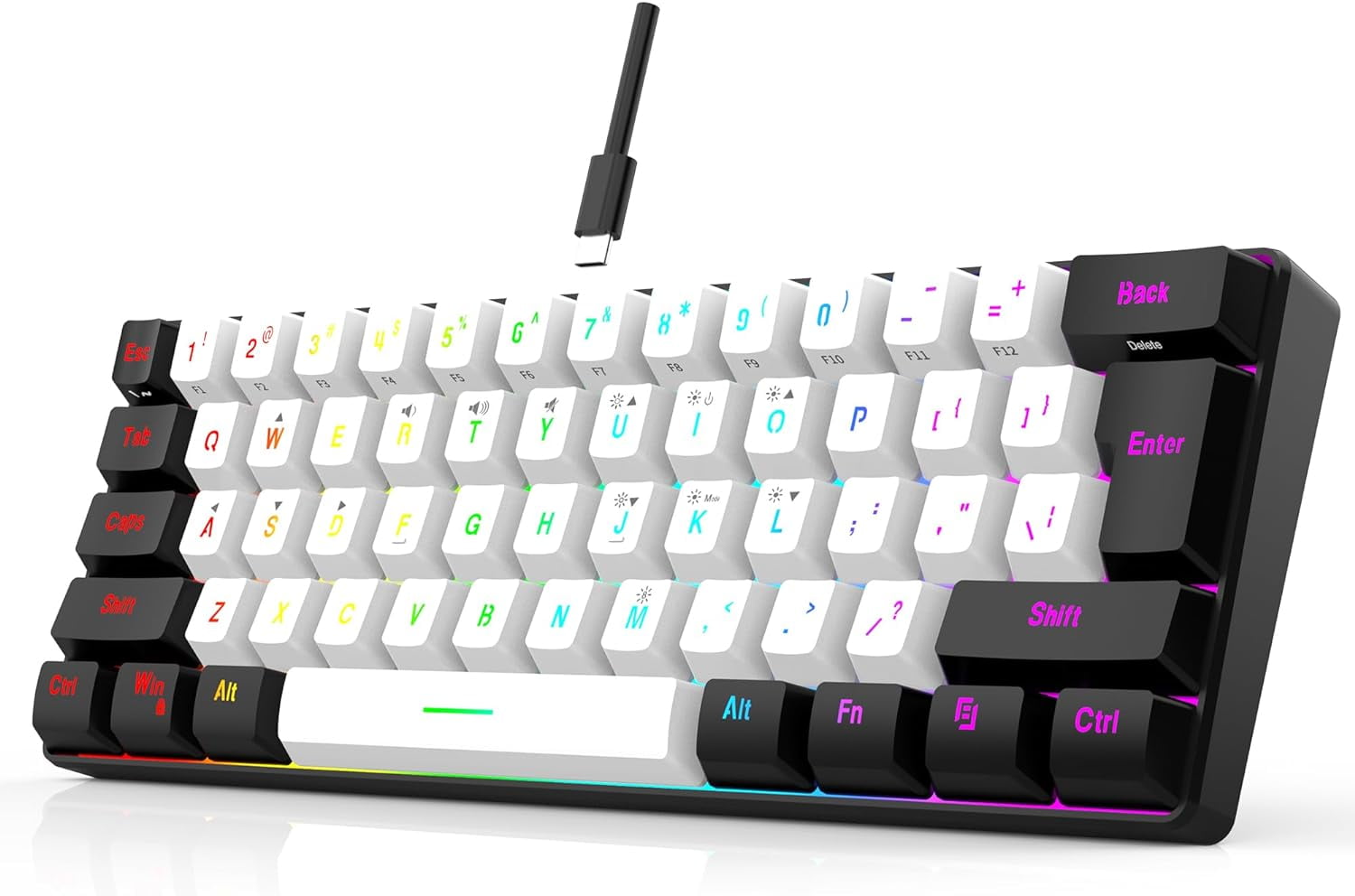 7KEYS Wired 60% Gaming Keyboard, Mini 60 Percent Keyboard, RGB Keyboard ...