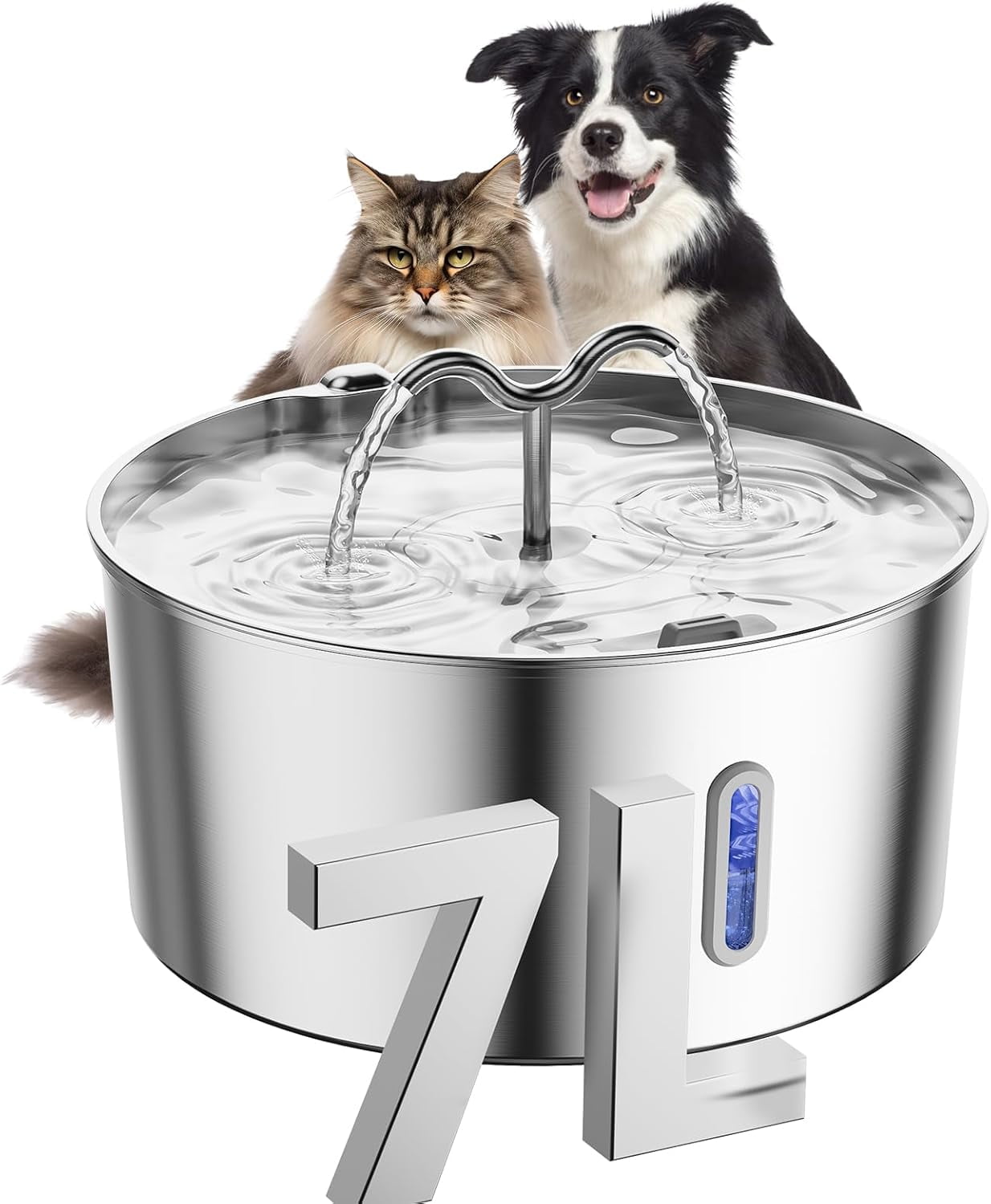 7L/1.85Gal/237oz Stainless Steel Cat Water Fountain, Automatic Pet ...