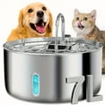7L/236oz Stainless Steel Automatic Pet Water Fountain FT007 USB Powered ...