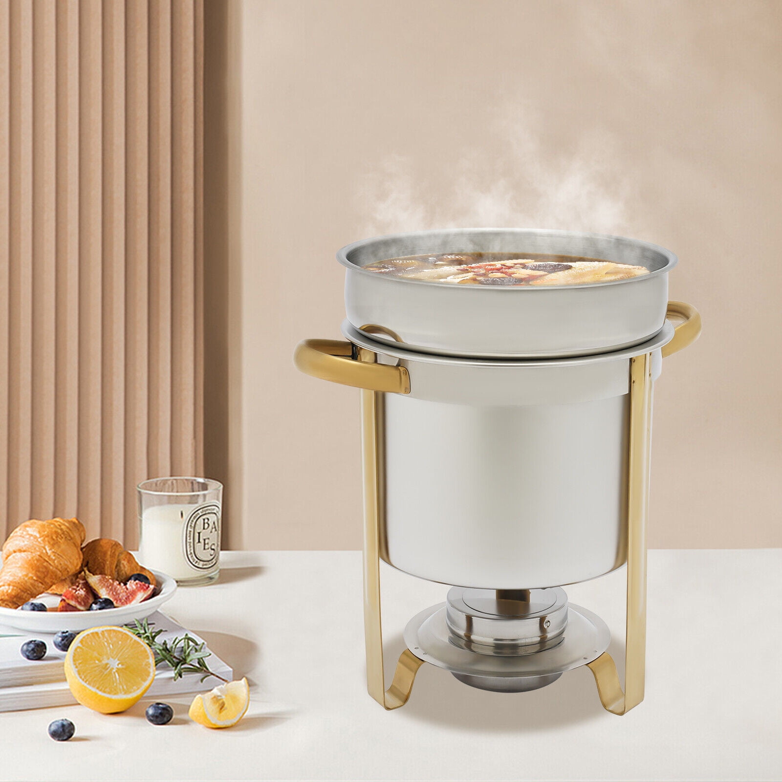 7L / 7.4QT Stainless Soup Pot Chafer Chafing Dish Set Catering Buffet ...