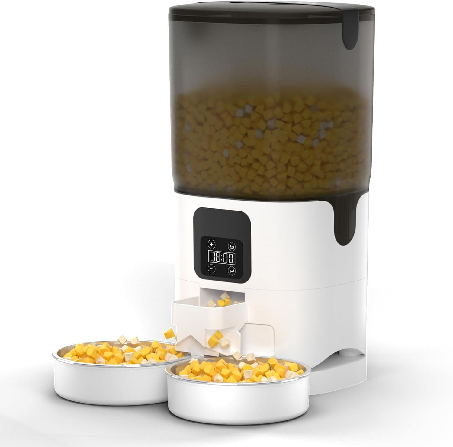 7L Automatic Cat Feeder for 2 Cats, 2-Way Splitter Timed Cat Dry Food ...