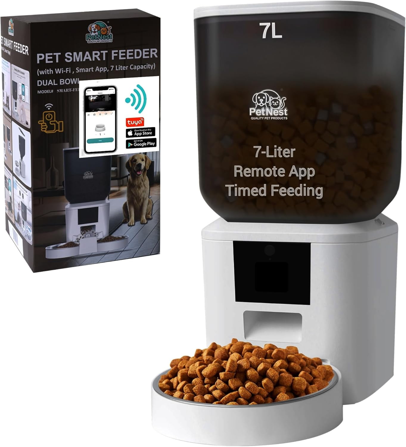 7L Automatic Dog and Cat Feeder with WiFi | Smart Pet Food Dispenser ...