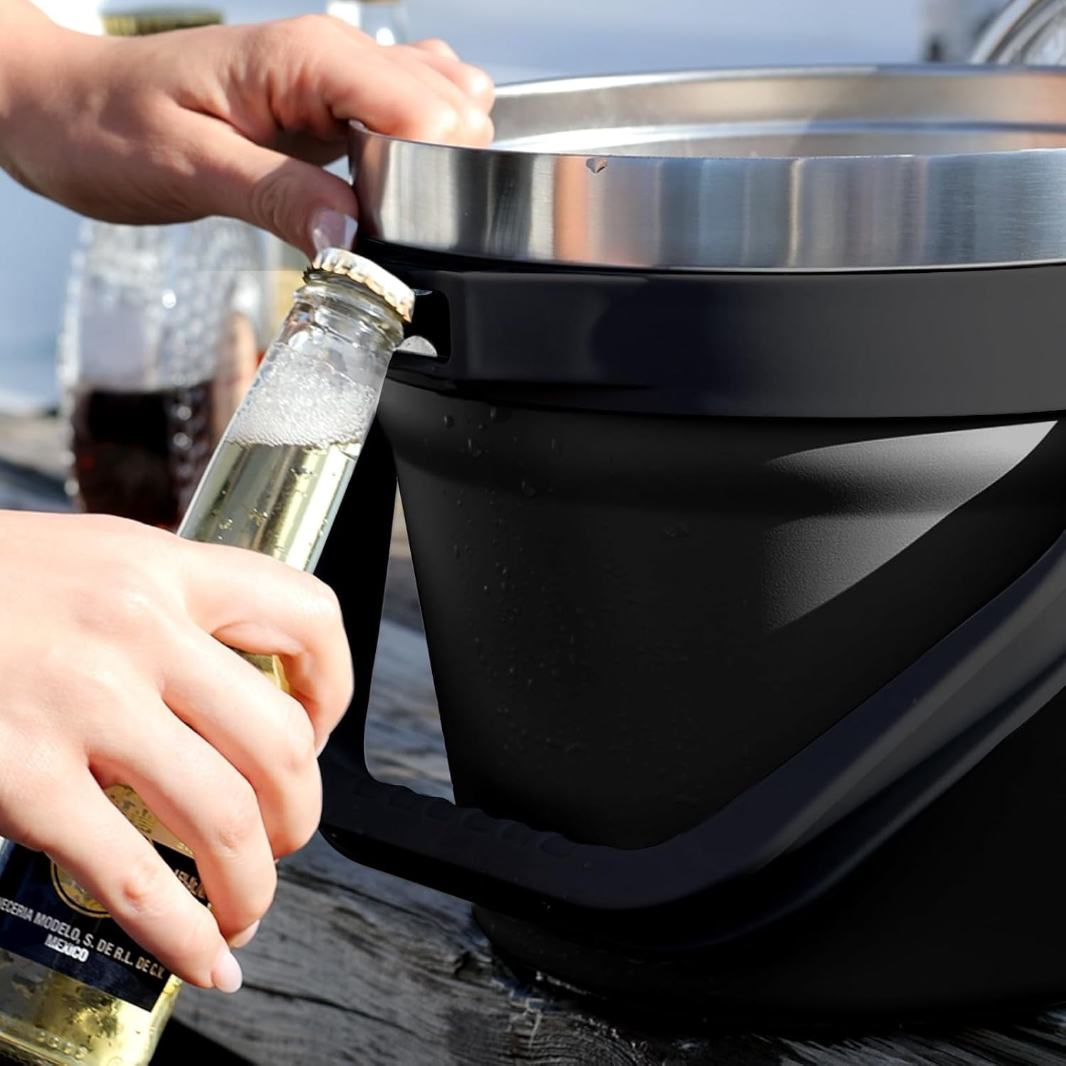 7L Insulated Ice Bucket with Lid, Double Wall Vacuum Stainless Steel ...