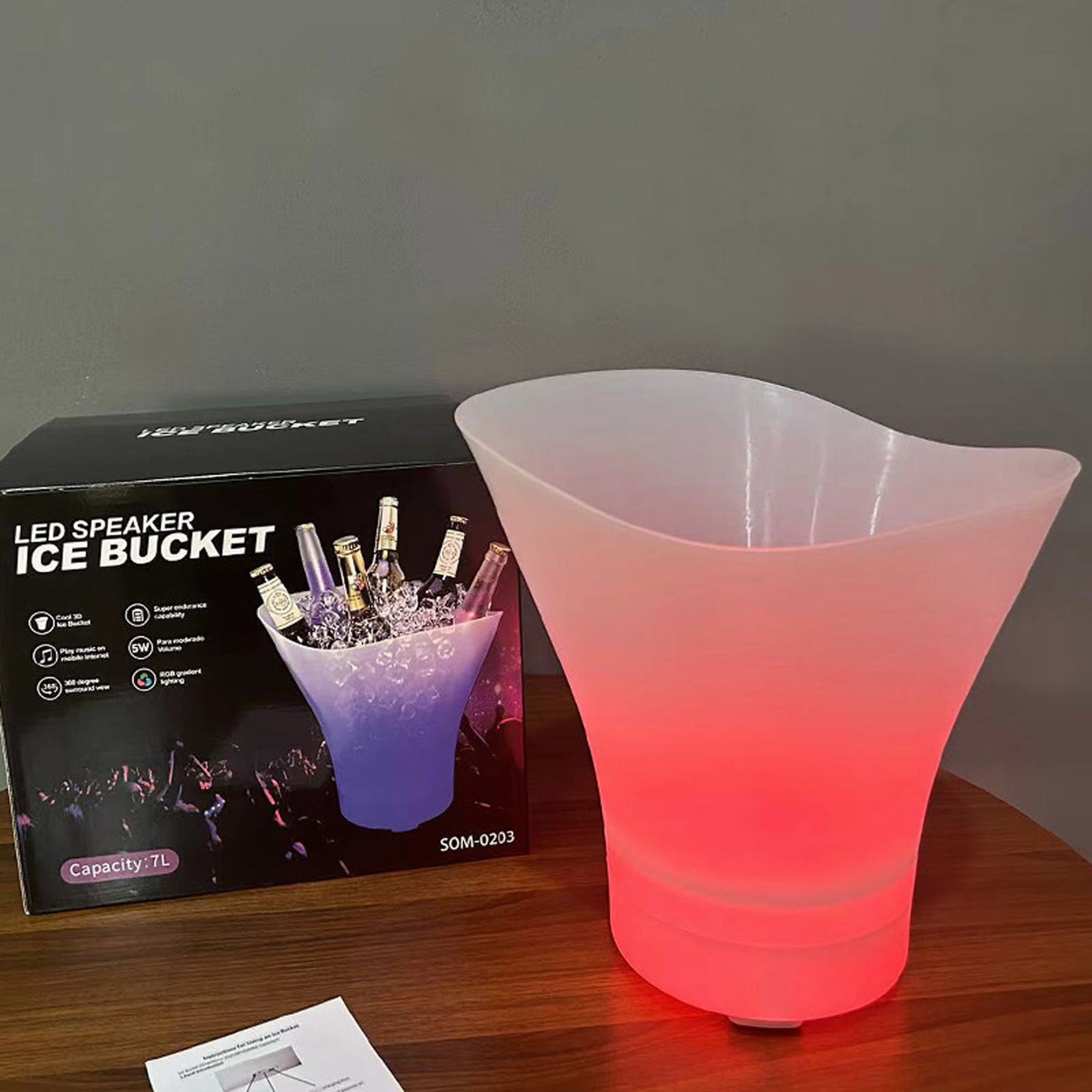 7L LED Light Bluetooth Ice Bucket,Illuminated Ice Bucket,Bluetooth-Enabled LED Ice Bucket,Party ...