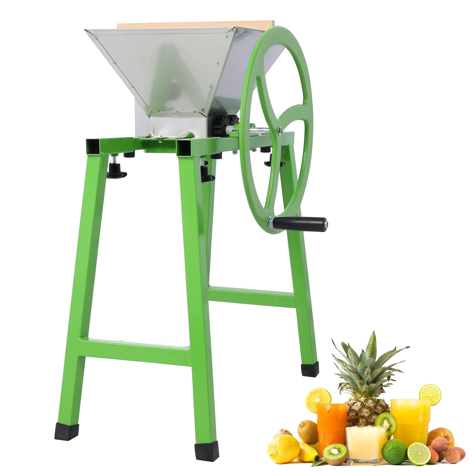 7L Manual Fruit Crusher Grinder with Leg & Wheel, Stainless Steel Apple ...