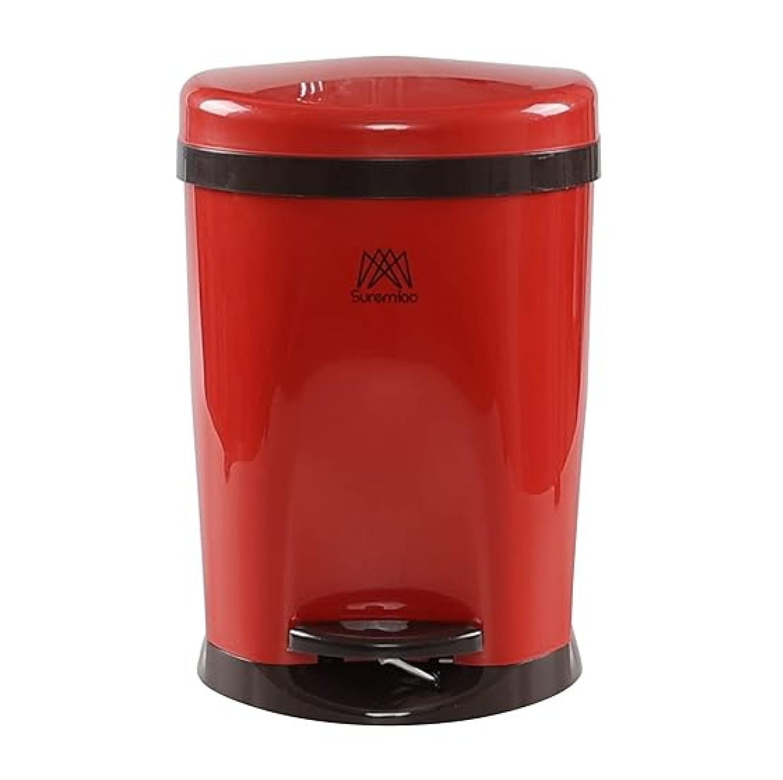 7L Step Trash Can with Foot Pedal - Red Round Plastic Garbage Bin ...