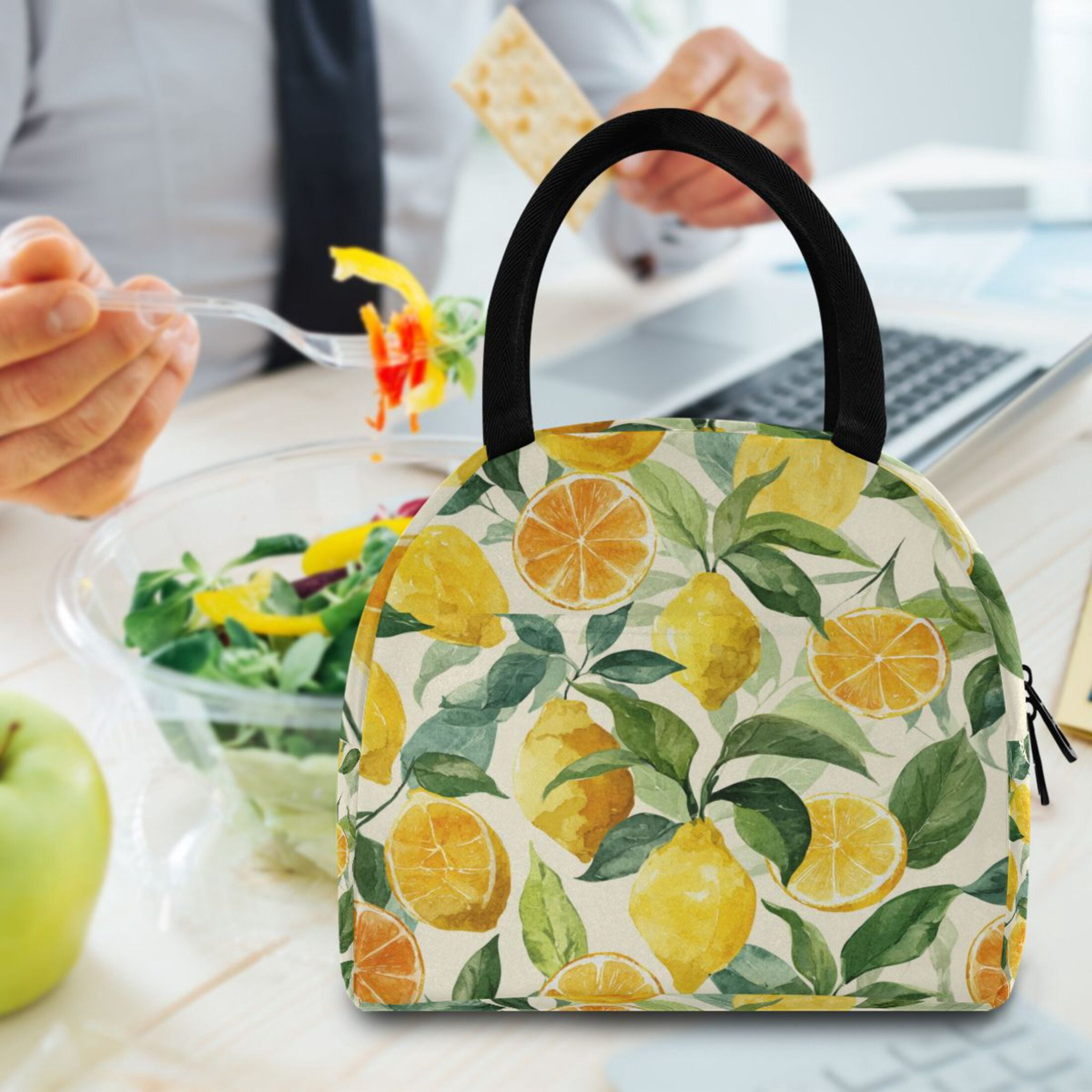 7L Volume Handheld Insulated Reusable Meal Tote Lunch Bags Watercolor ...