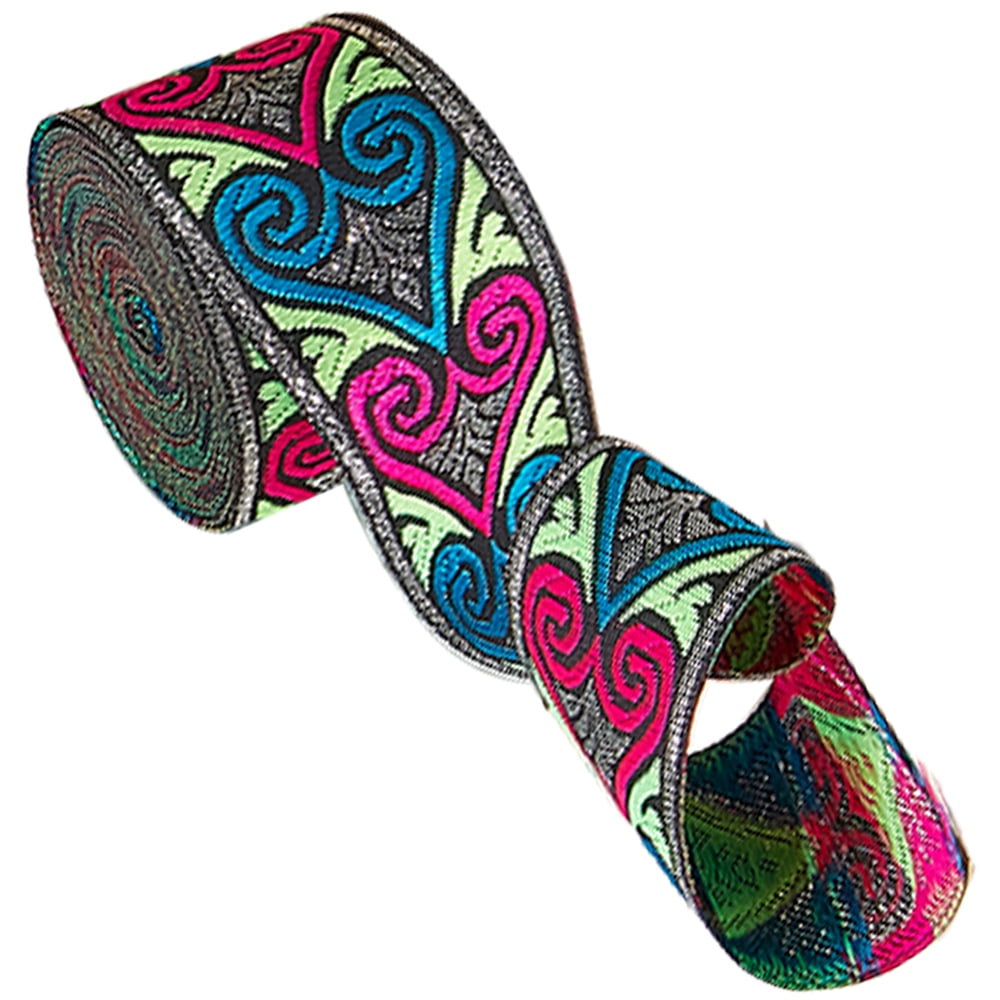 7M Flat Embroidery Polyester Ribbons Jacquard Ribbon Heart 1-5/8 inch ...