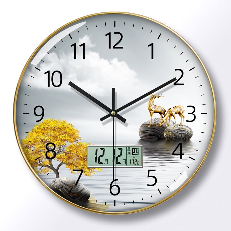 7M New Chinese Style with Calendar Quartz Clock Wall Hanging Noiseless ...