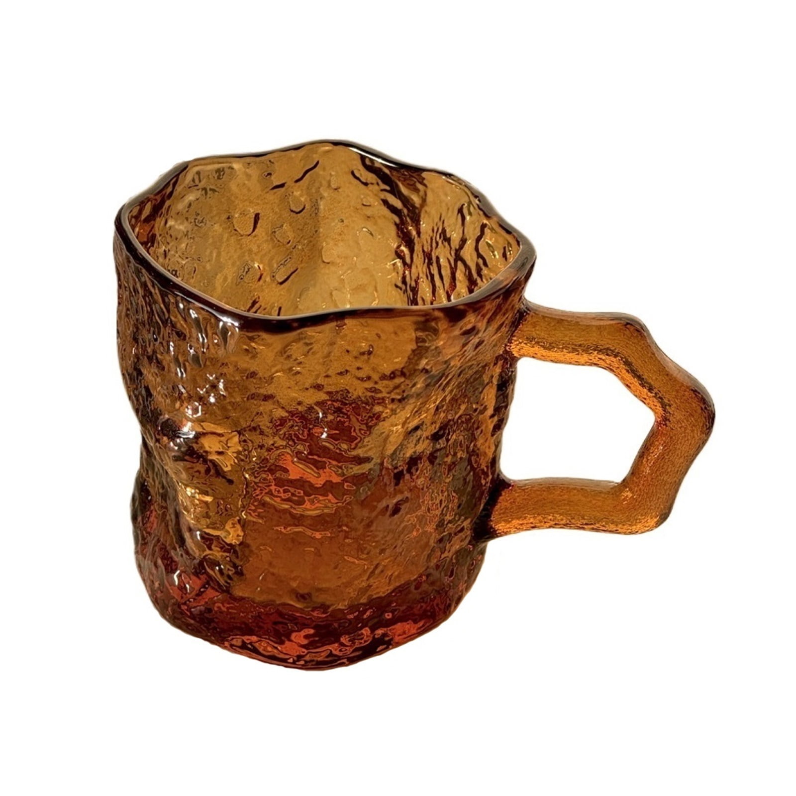 7Oz Glacier Texture Drinking Glass, Solid Clear Glass Cups with Handle ...