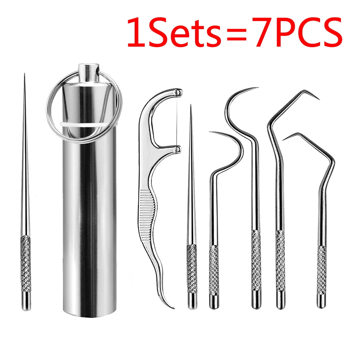 7PC Metal Toothpicks Tooth Cleaning Tool Interdental Brush Teeth Tartar ...