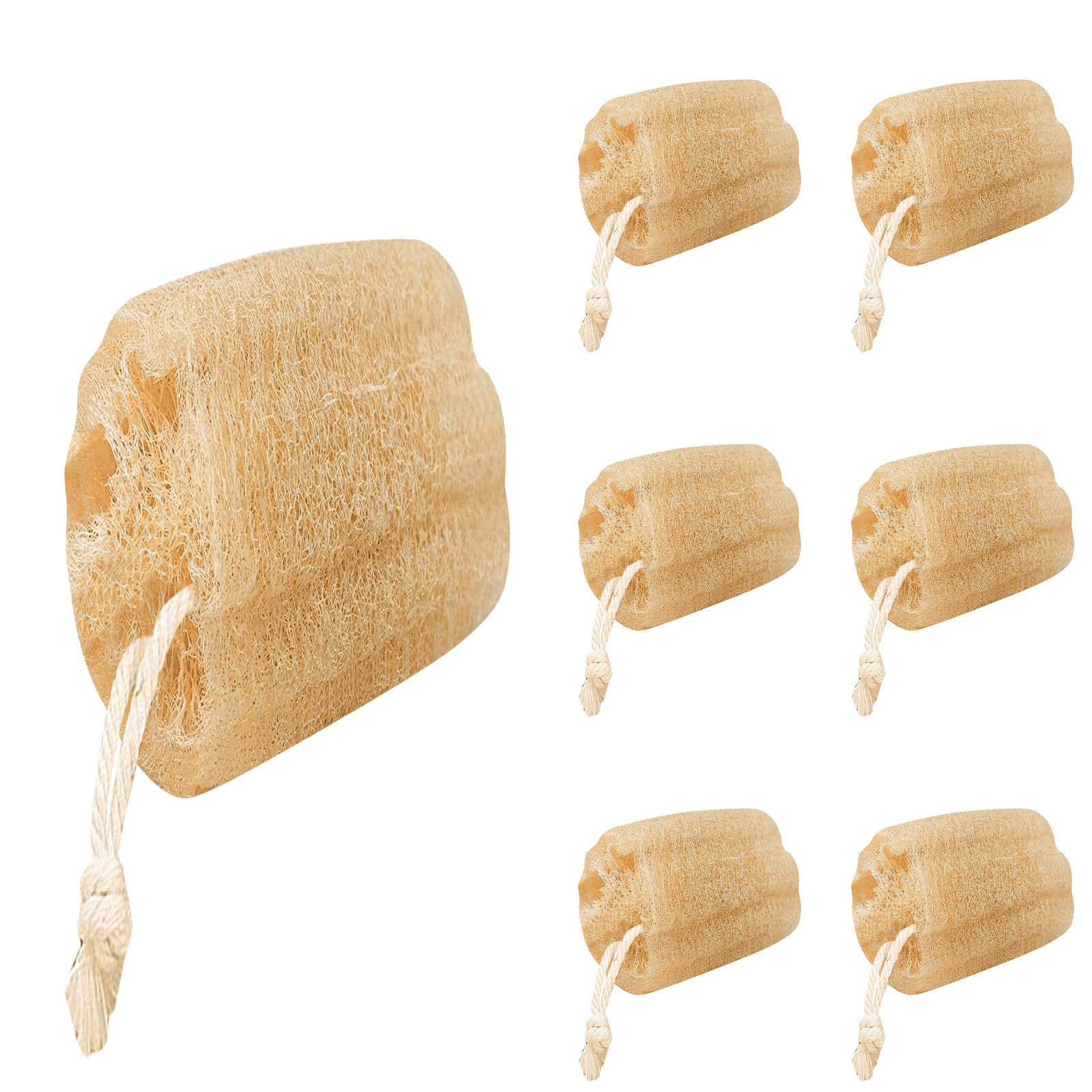 7PC Natural Organic Shower Loofah Sponges Large Exfoliating Shower Bath ...
