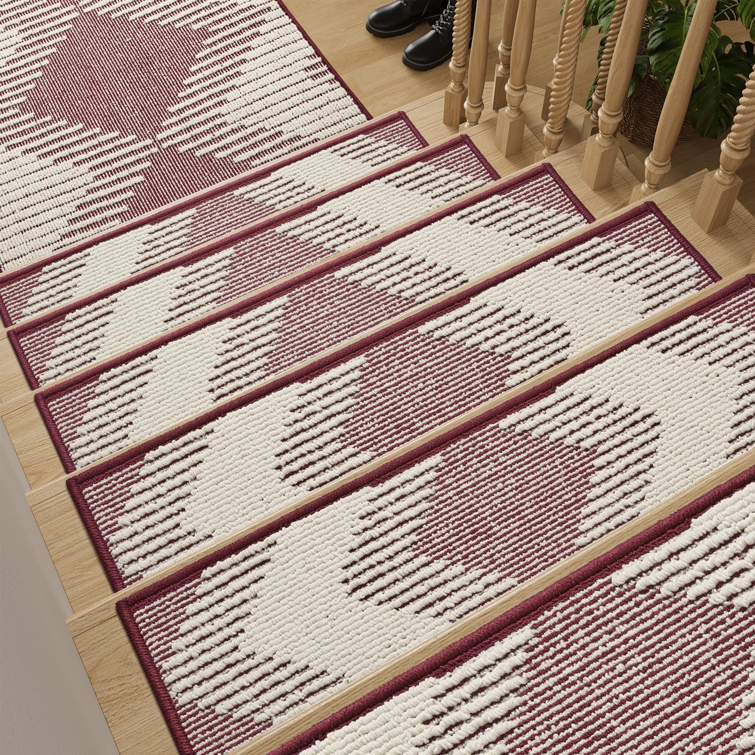 7PC Stair-Treads Non Slip, 3D Peel and Stick Stair Treads for Wooden ...