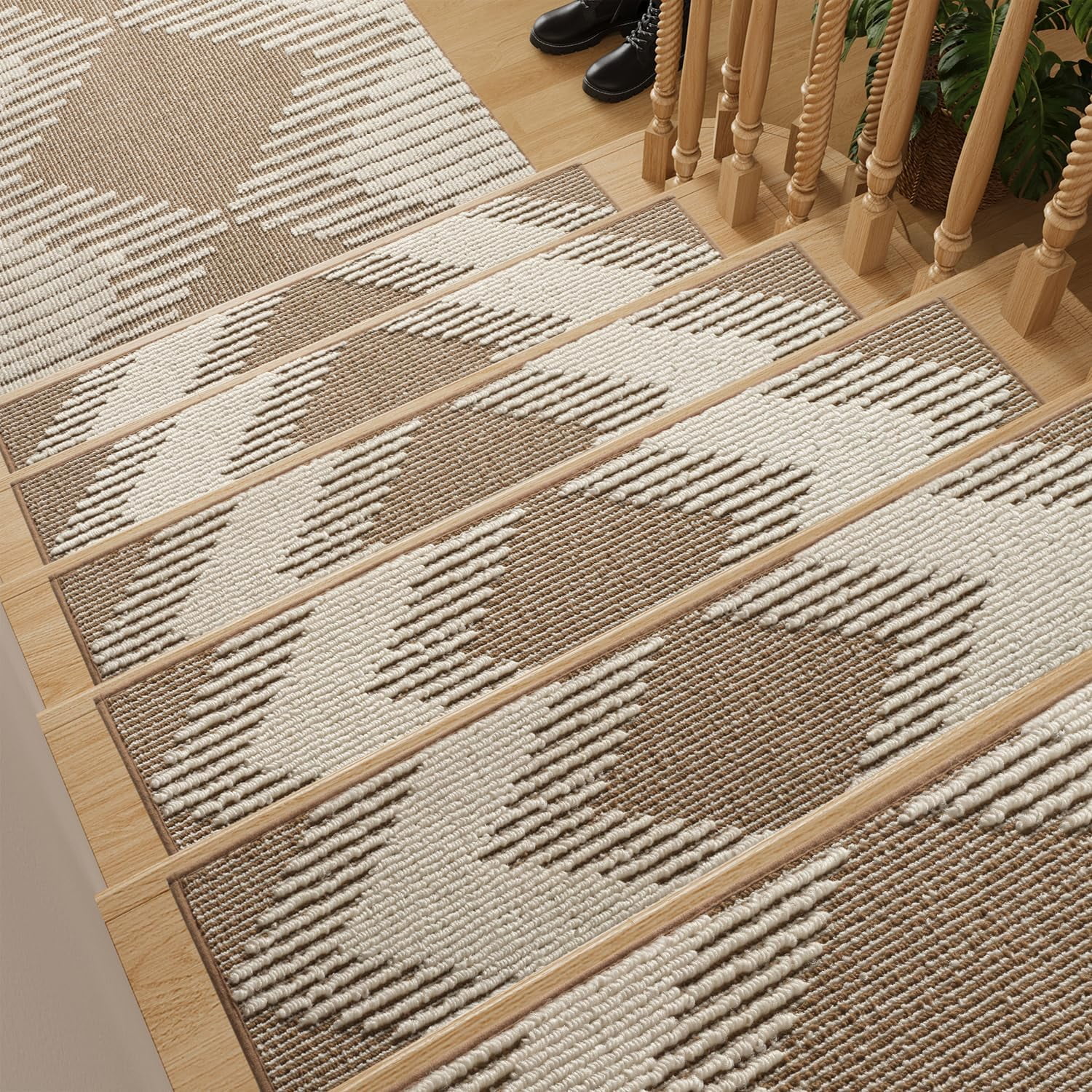 7PC Stair-Treads Non Slip, 3D Peel and Stick Stair Treads for Wooden ...