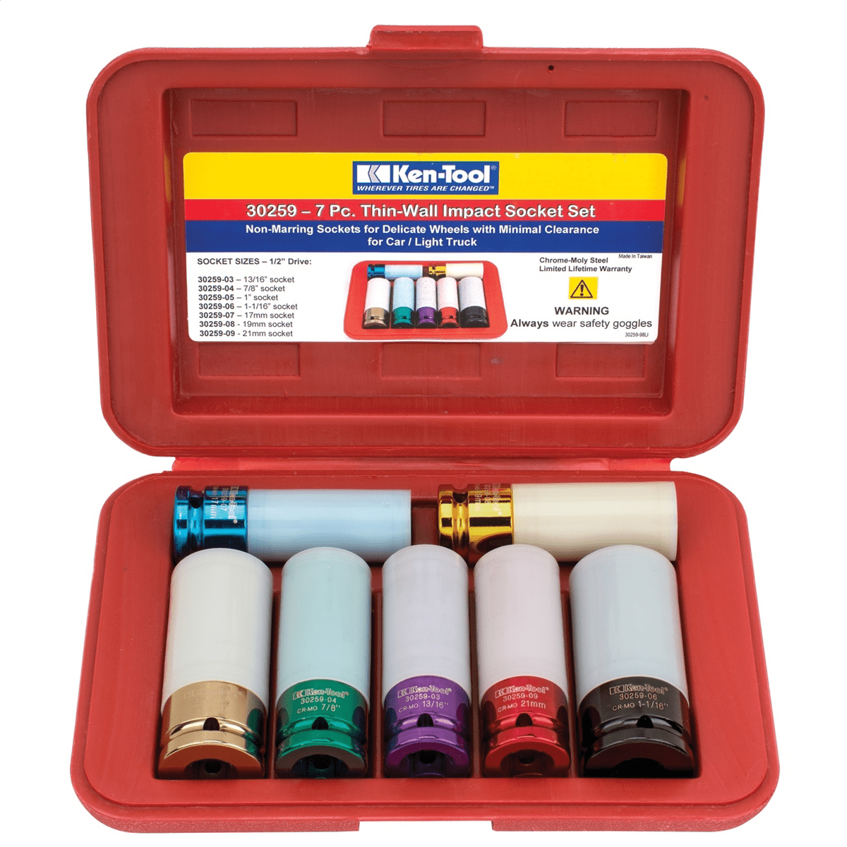 Ken-tool 30259 7 pc. 1/2" Drive 6PT Thin Wall Impact Socket Set ...