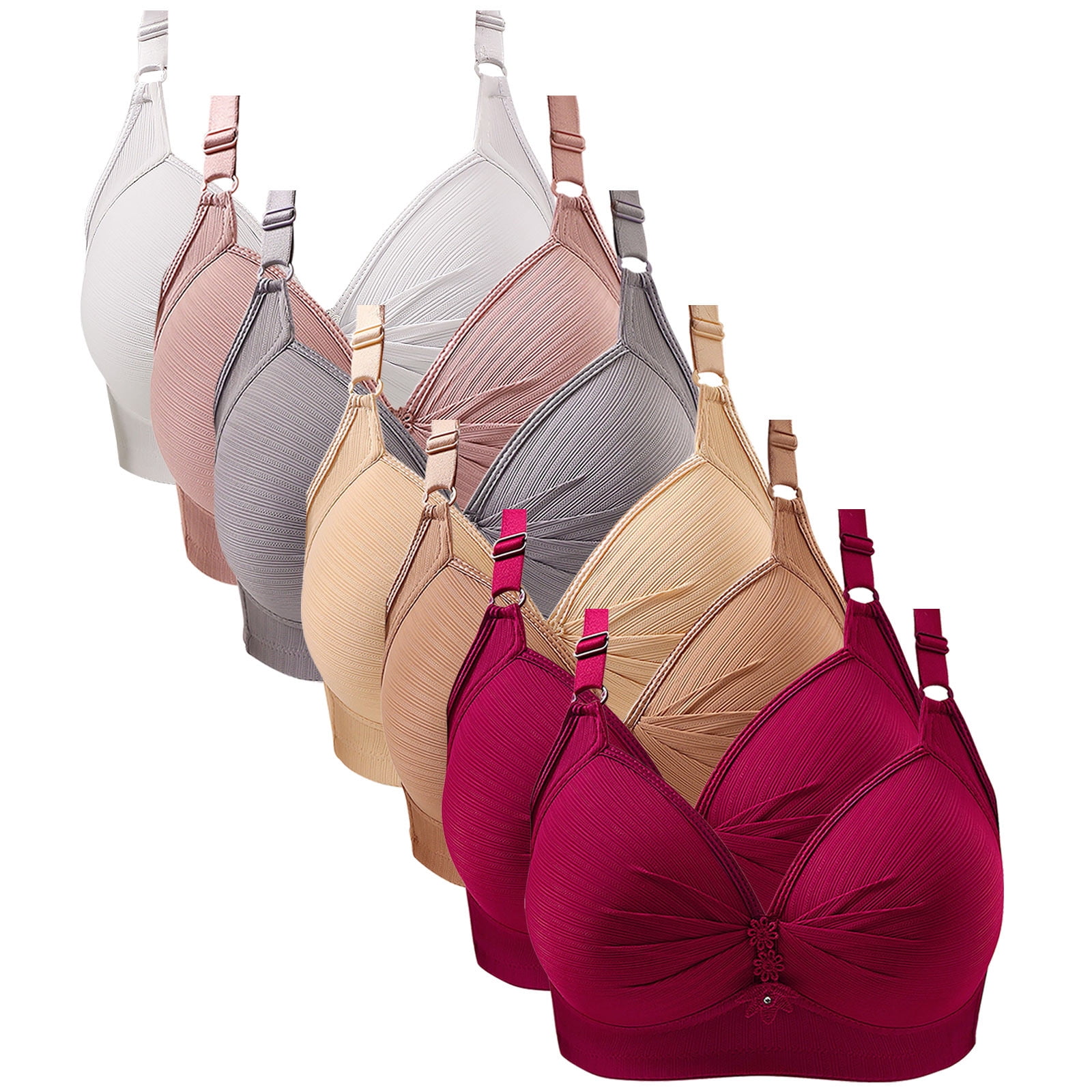 7PC Woman's Solid Color Comfortable Underwear Daily Bra Without Steel ...