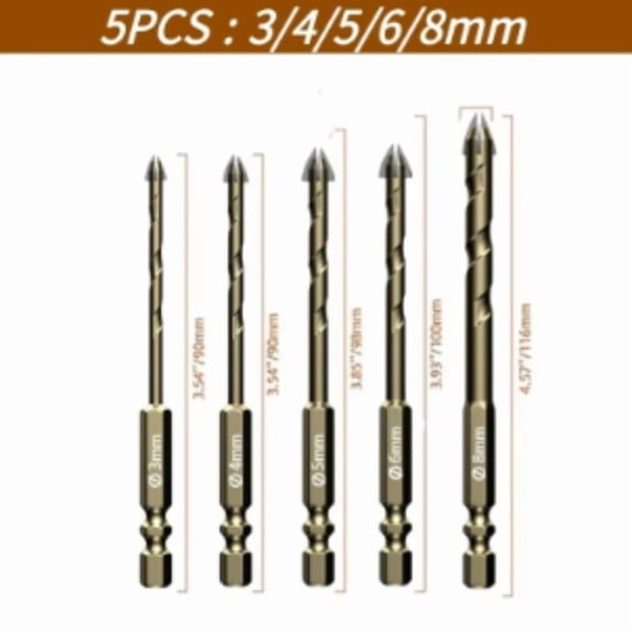 7PCS 3-12mm Cross Hexagonal Ceramic Tile Drill Bit set, Suitable For ...