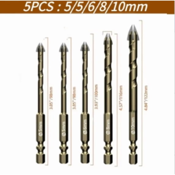 7PCS 3-12mm Cross Hexagonal Ceramic Tile Drill Bit set, Suitable For ...
