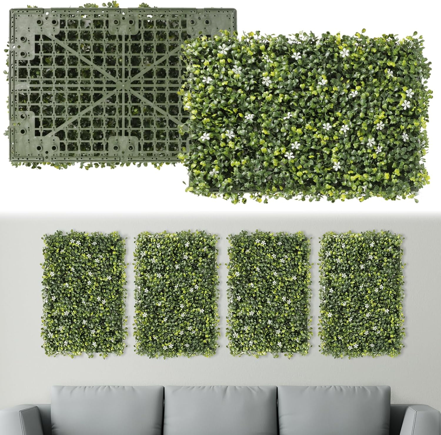 7PCS Artificial Grass Wall Panel Backdrop 18" x 12" Grass Wall, Plant ...