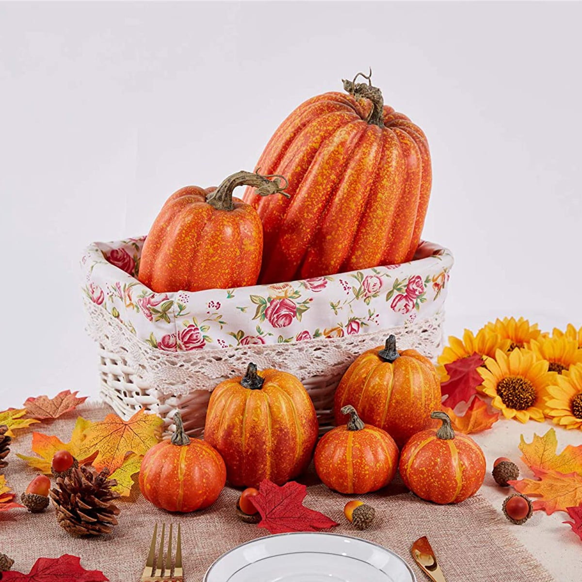 7PCS Artificial Pumpkin Decor for Halloween and Fall – Assorted Size ...