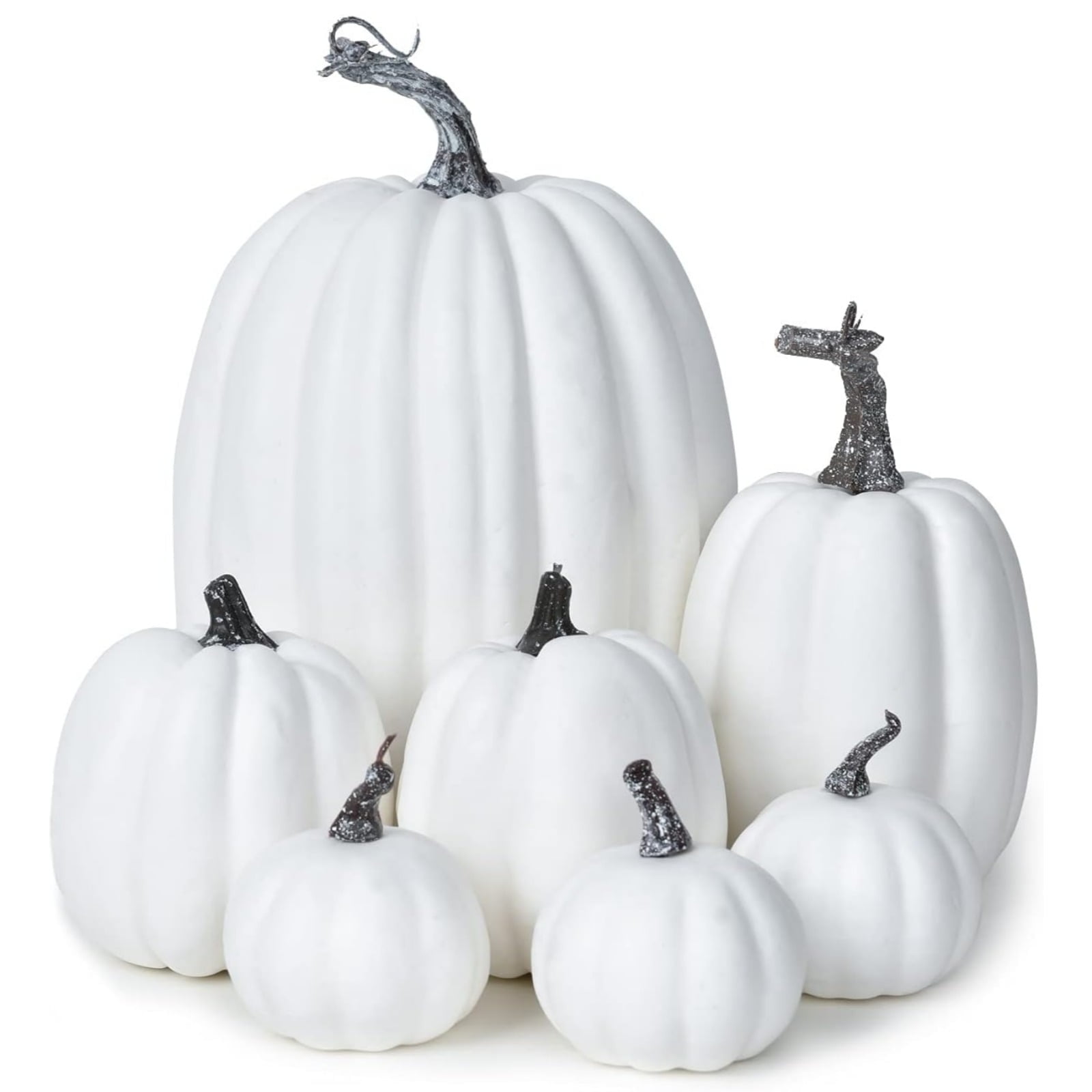 7PCS Artificial Pumpkins Fall Decoration Assorted Faux Pumpkin Cute ...
