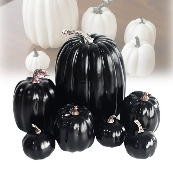 7PCS Artificial Pumpkins Faux Foam Fall Harvest Pumpkin Halloween ...
