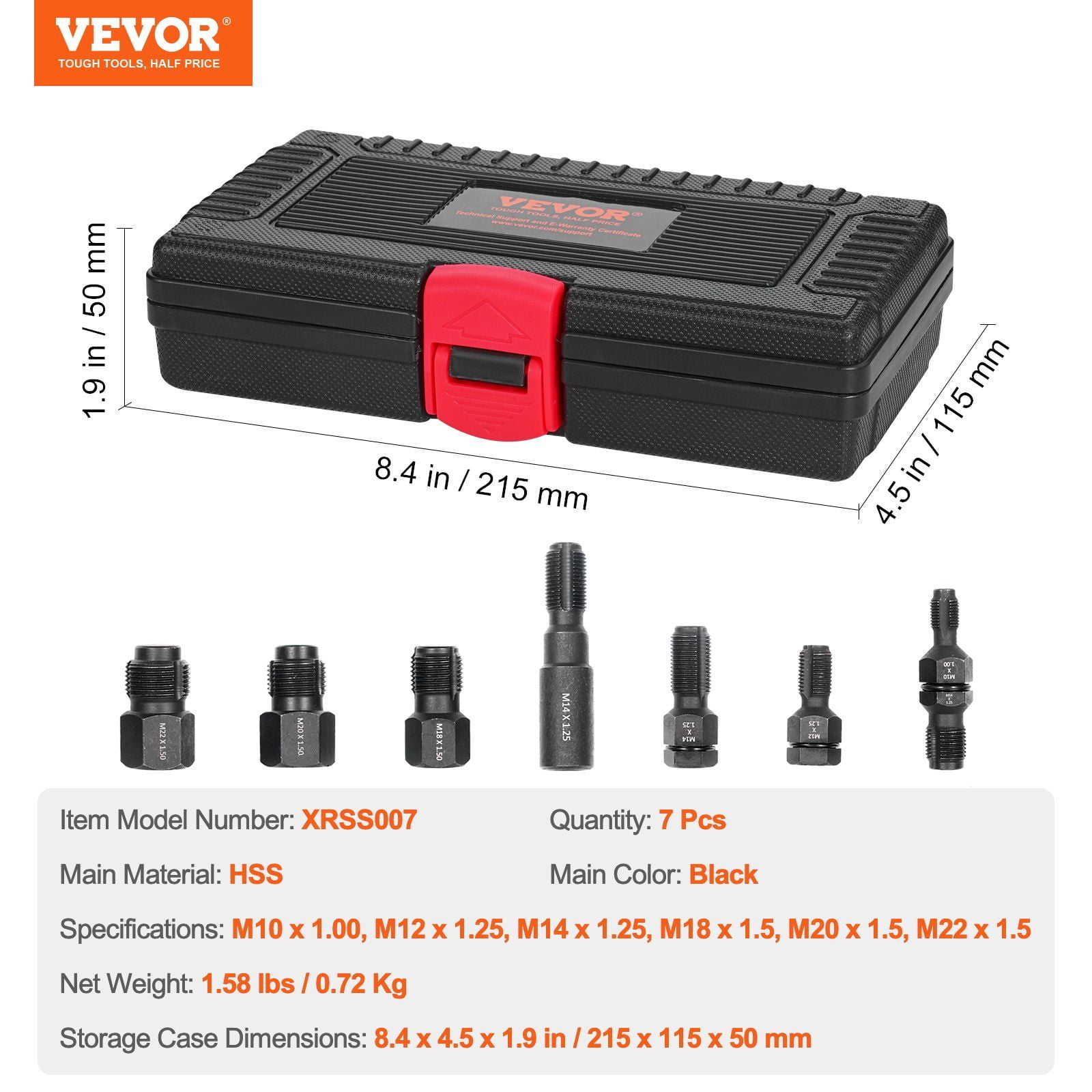 7PCS Automotive Thread Chaser Set Metric Rethreading Tool for Bolts ...