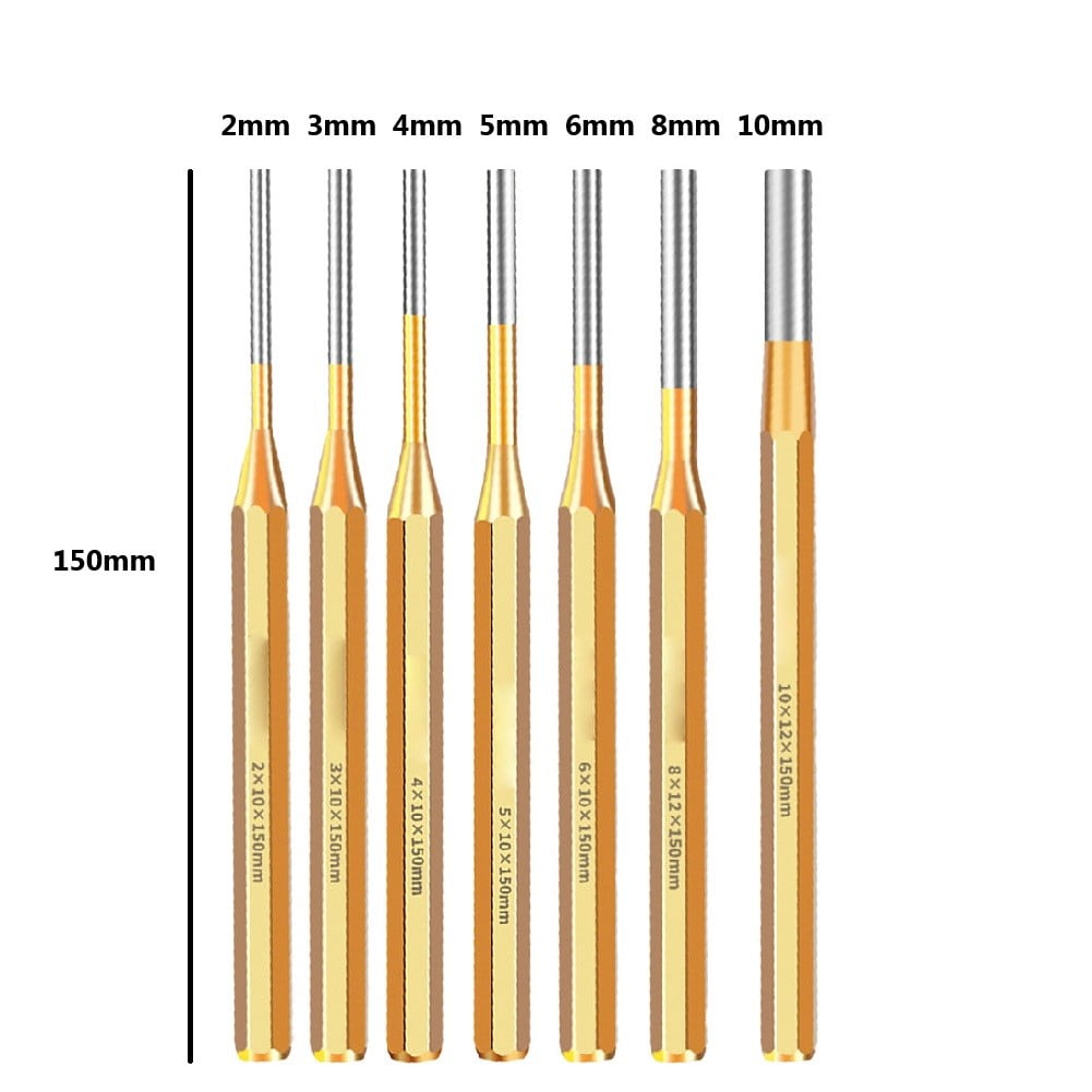 7PCS Cylindrical Punch Chisel 2/3/4/5/6/8/10mm Roll Pin Punch Tool ...